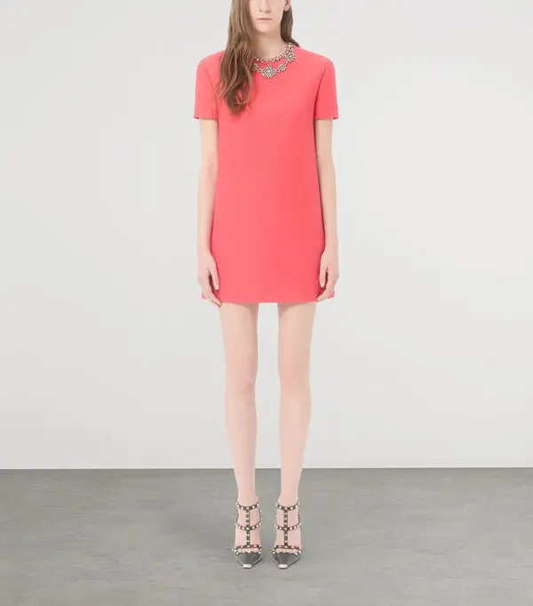 Valentino Garavani Wool-silk Crepe Embellished Mini Dress