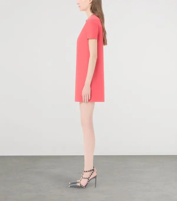 Valentino Garavani Wool-silk Crepe Embellished Mini Dress