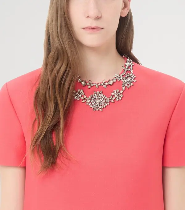 Valentino Garavani Wool-silk Crepe Embellished Mini Dress