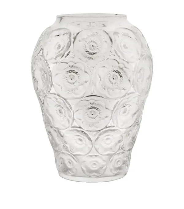 Lalique Crystal Anemones Vase - Clear
