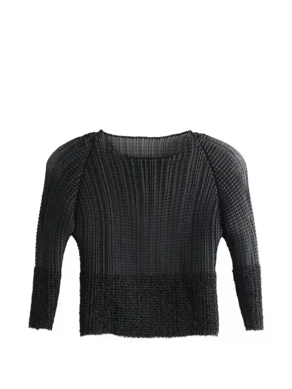 Issey Miyake Pleated Bouclé-trim Top