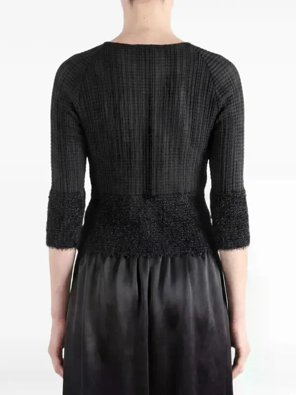 Issey Miyake Pleated Bouclé-trim Top