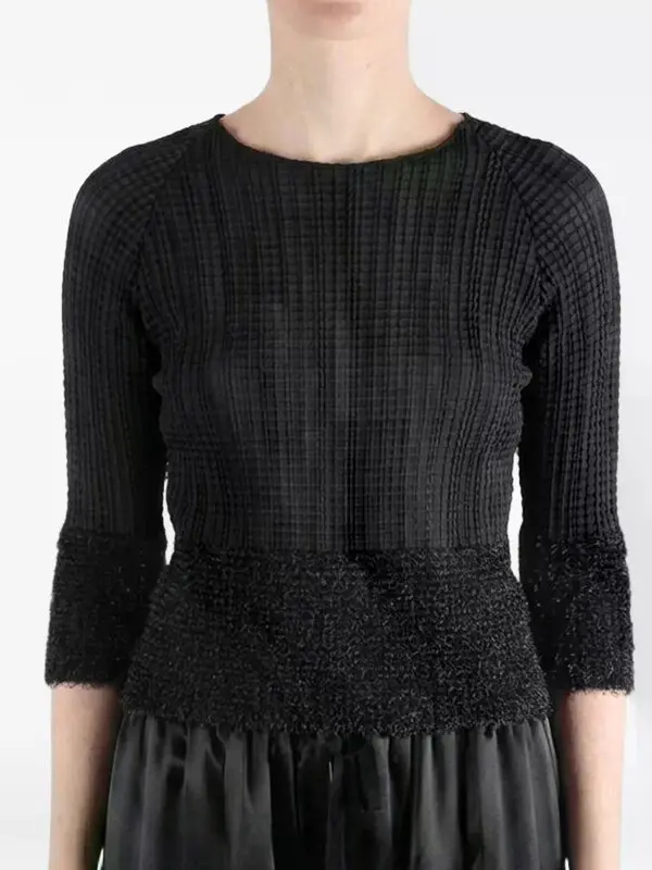 Issey Miyake Pleated Bouclé-trim Top