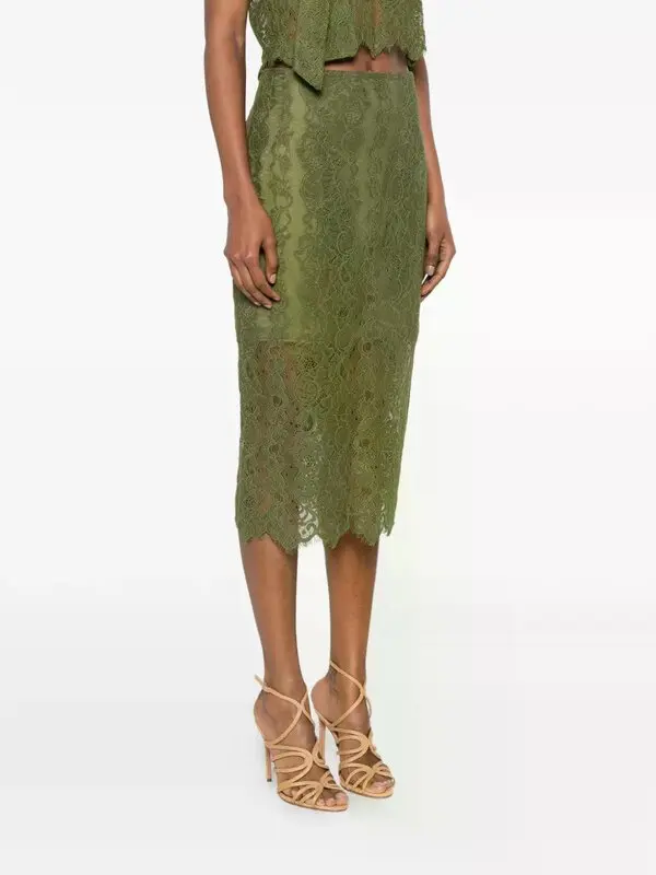 Imperial Floral-lace Pencil Midi Skirt