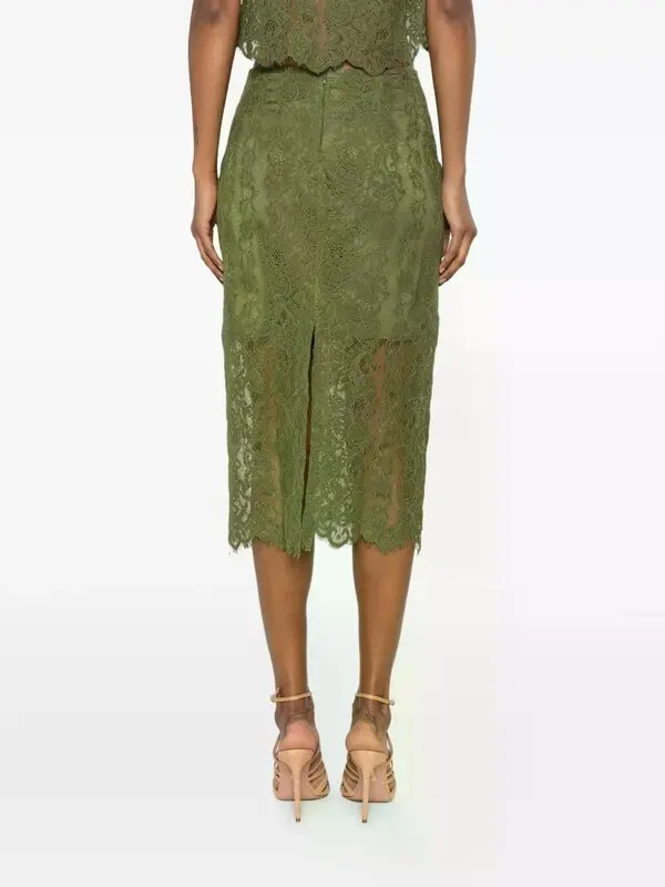 Imperial Floral-lace Pencil Midi Skirt