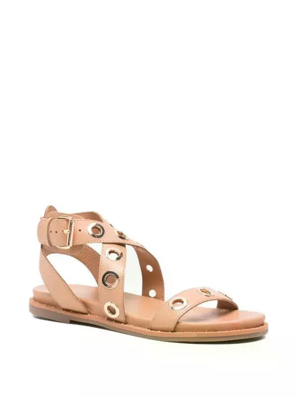 CARMELA Leather Eyelet Embellished Sandals