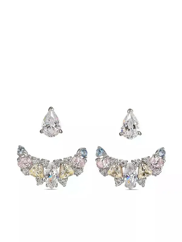 ANABELA CHAN 18kt White Gold Twinkle Ear-jacket Earrings With Diamonds And Topaz - Silver