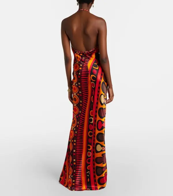 Emilio Pucci Soleil Open-back Satin Maxi Dress