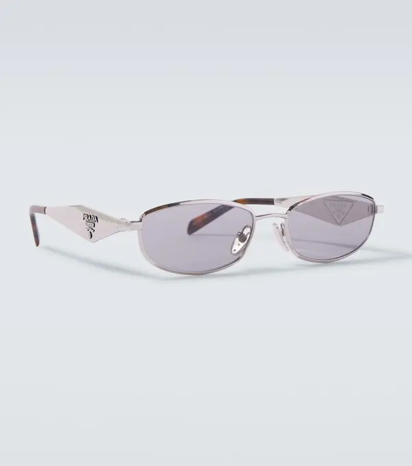Prada Oval Frame Sunglasses - Silver