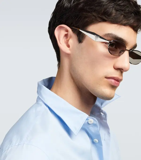 Prada Oval Frame Sunglasses - Silver