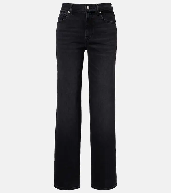 7 For All Mankind Stovepipe Straight Jeans - Black