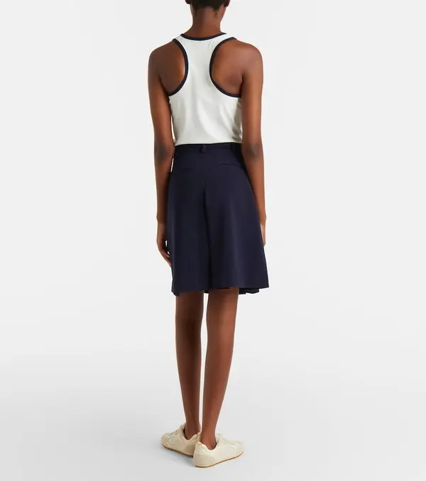 Tory Burch Belted Pleated Miniskirt In Deep Navy
