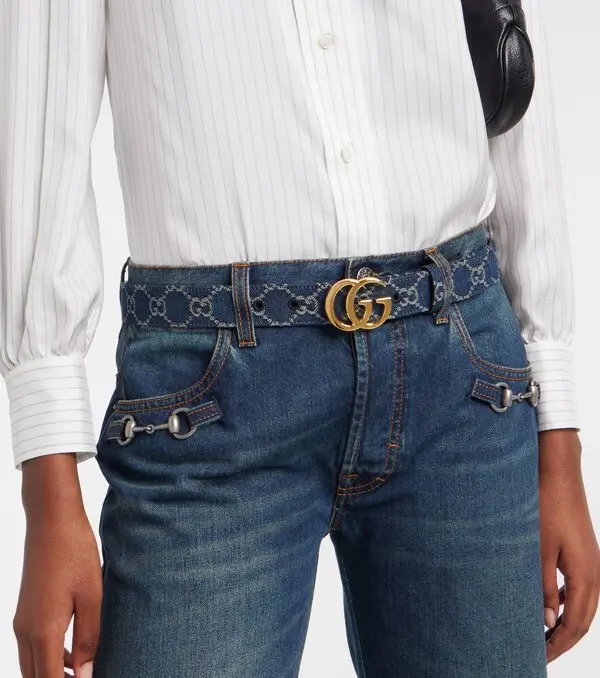 Gucci Gg Marmont Denim Belt - Blue