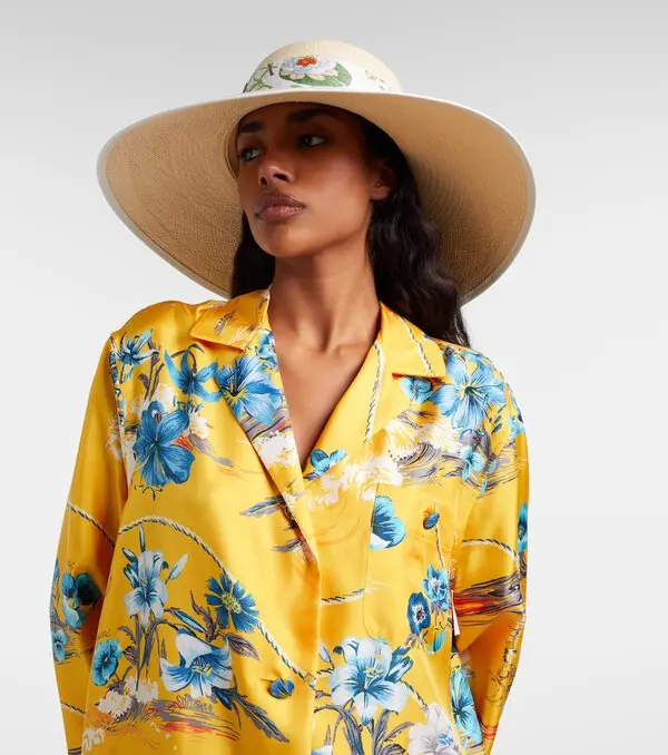 Gucci Flora Silk-trimmed Panama Hat