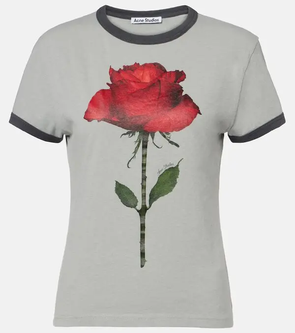 Acne Studios Printed Cotton-blend T-shirt - Grey