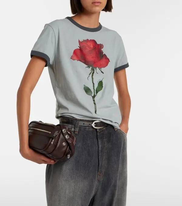Acne Studios Printed Cotton-blend T-shirt - Grey