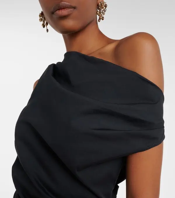 Staud Phare Ruched Cotton Poplin Mini Dress - Black