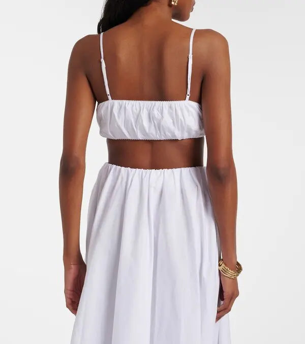 Staud Fiore Cotton Crop Top - White