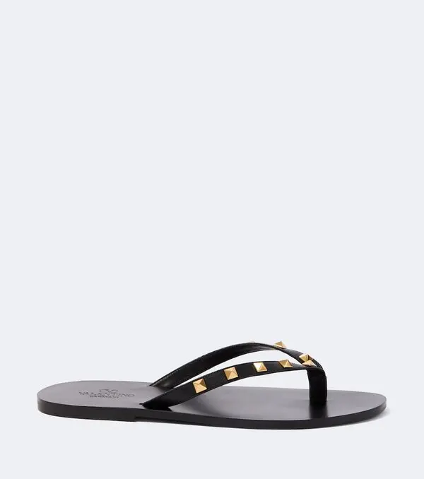 Valentino Garavani Rockstud Leather Thong Sandals
