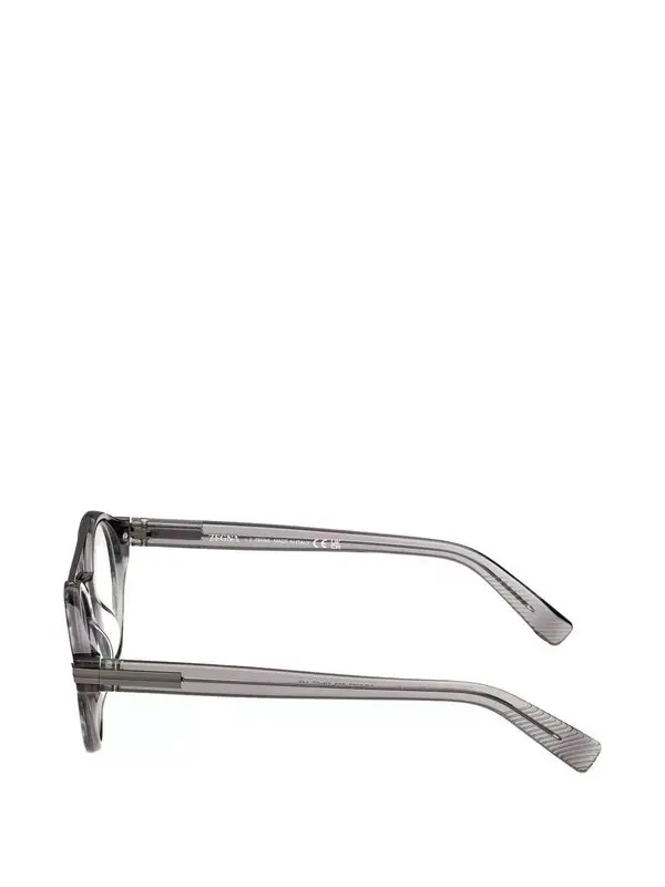 Zegna Striped Round Frame Eyeglasses - Grey