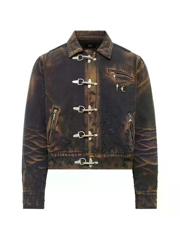 THUG CLUB Distressed Washed Denim Jacket