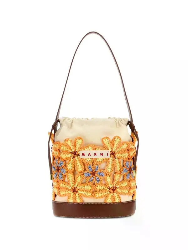 Marni Crochet Flower Bucket Bag - Orange