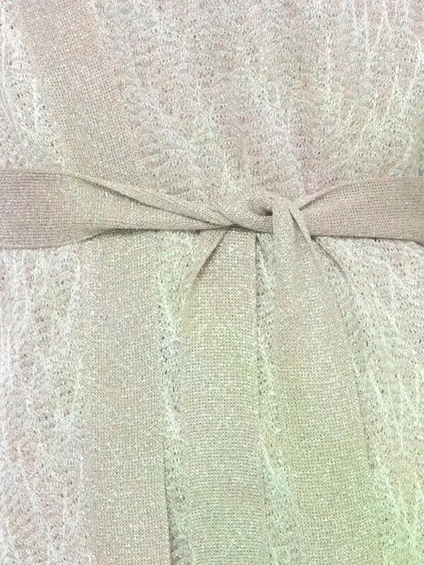 D.exterior Metallic-thread Belted Cardigan