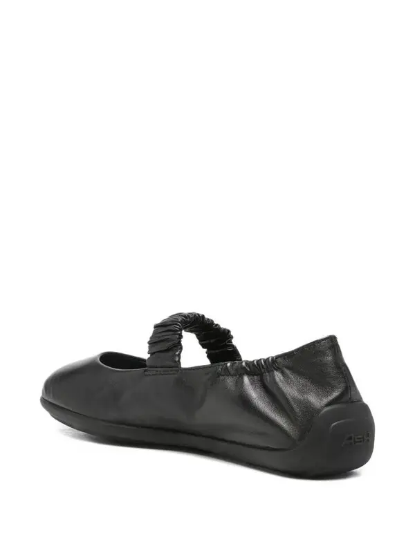 Ash Ruched-strap Leather Ballet Flats - Black