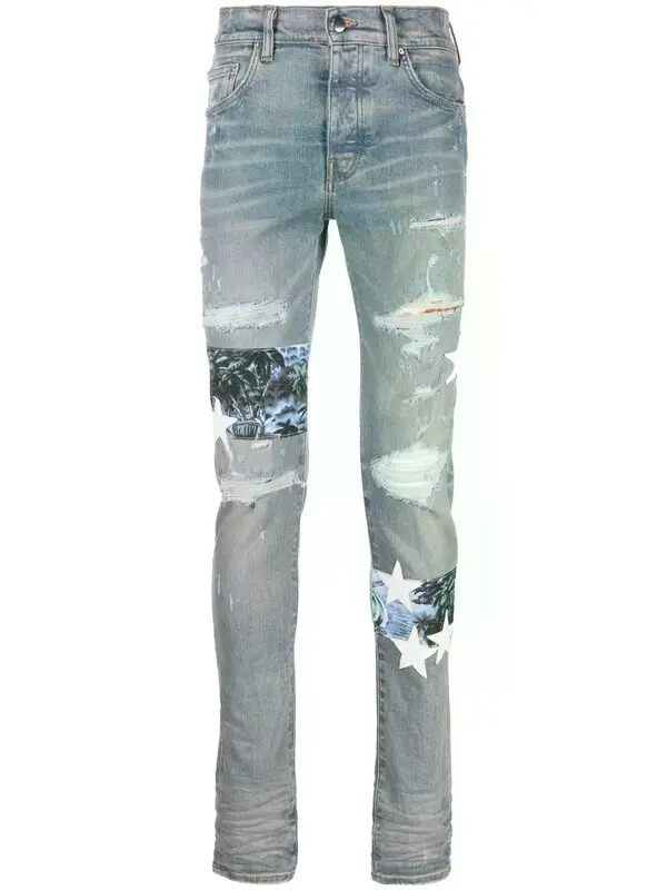 Amiri Star Patch Skinny Jeans - Blue