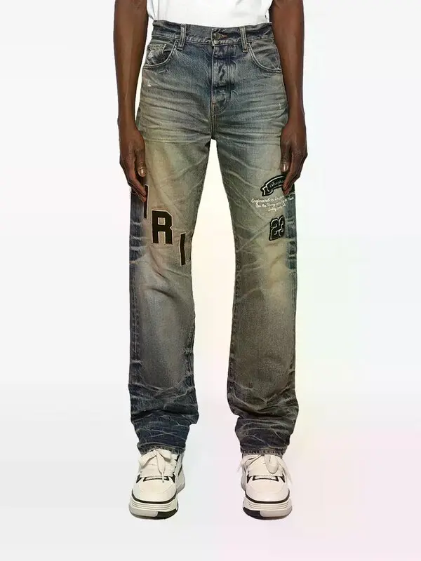 Amiri Distressed Logo Patch Jeans