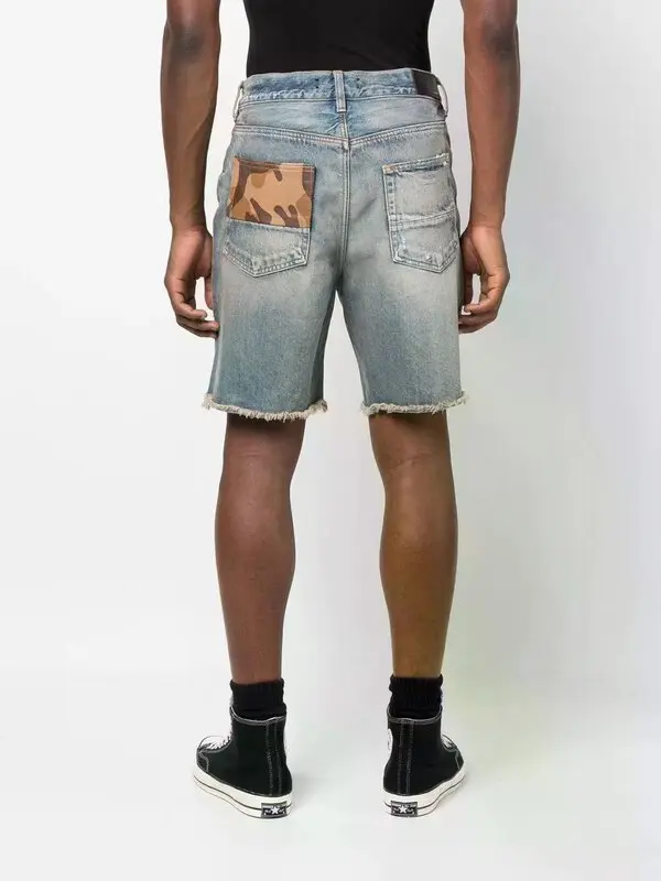 Amiri Distressed Knee-length Denim Shorts