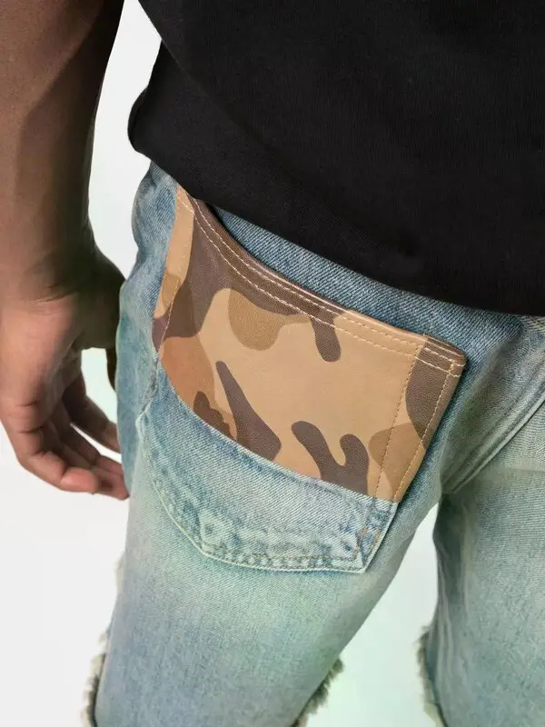 Amiri Distressed Knee-length Denim Shorts