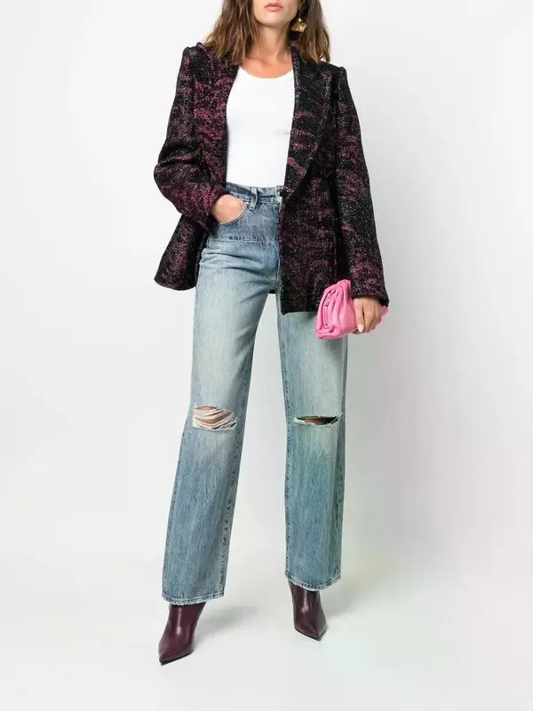Amiri Distressed High-rise Wide-leg Jeans