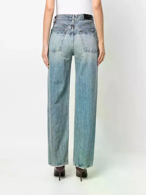 Amiri Distressed High-rise Wide-leg Jeans