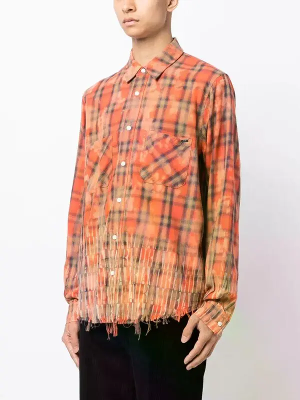 Amiri Logo-print Bleached Flannel Shirt