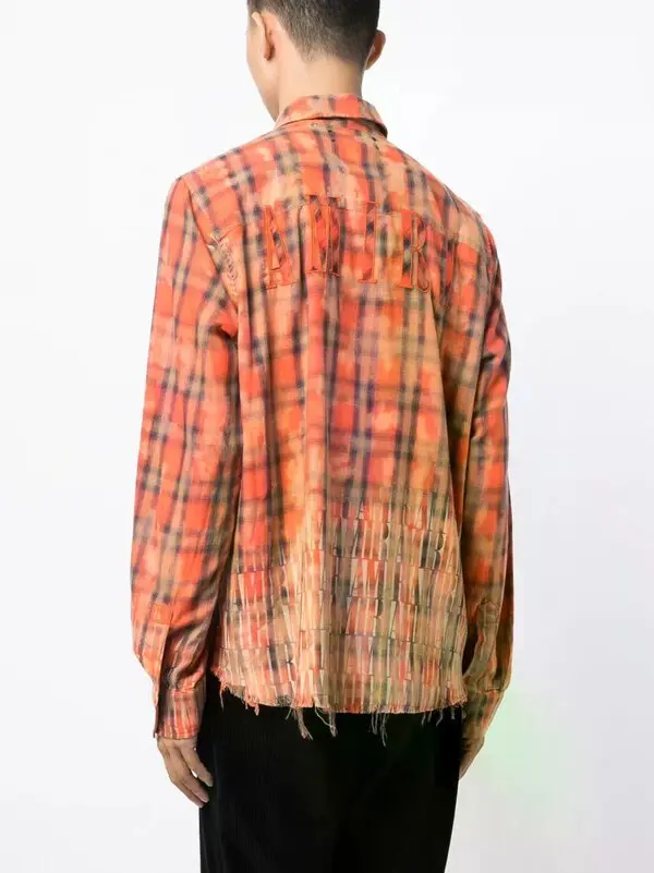 Amiri Logo-print Bleached Flannel Shirt