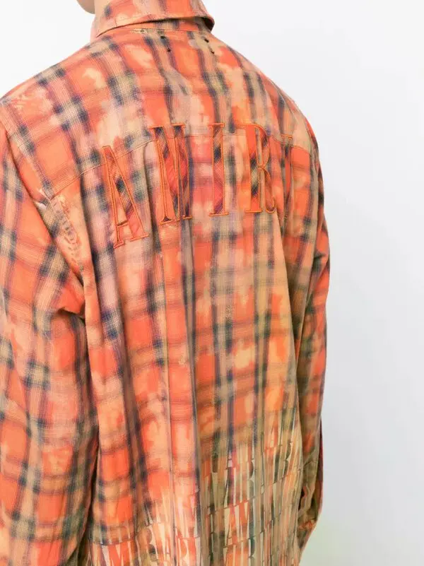 Amiri Logo-print Bleached Flannel Shirt