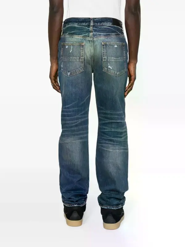 Amiri Logo Patch Ripped Straight-leg Jeans