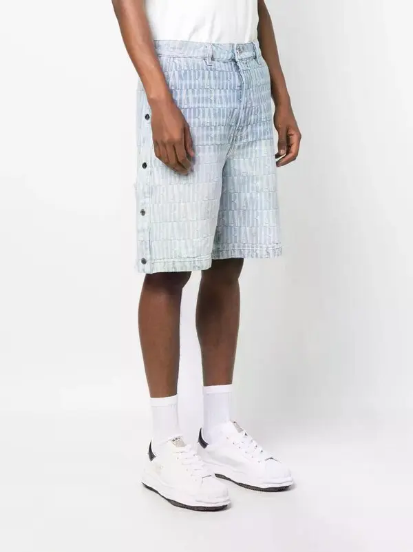 Amiri Jacquard Snap-off Denim Shorts - Blue
