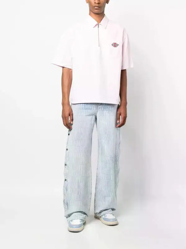 Amiri Jacquard Logo Motif Snap-off Wide-leg Jeans