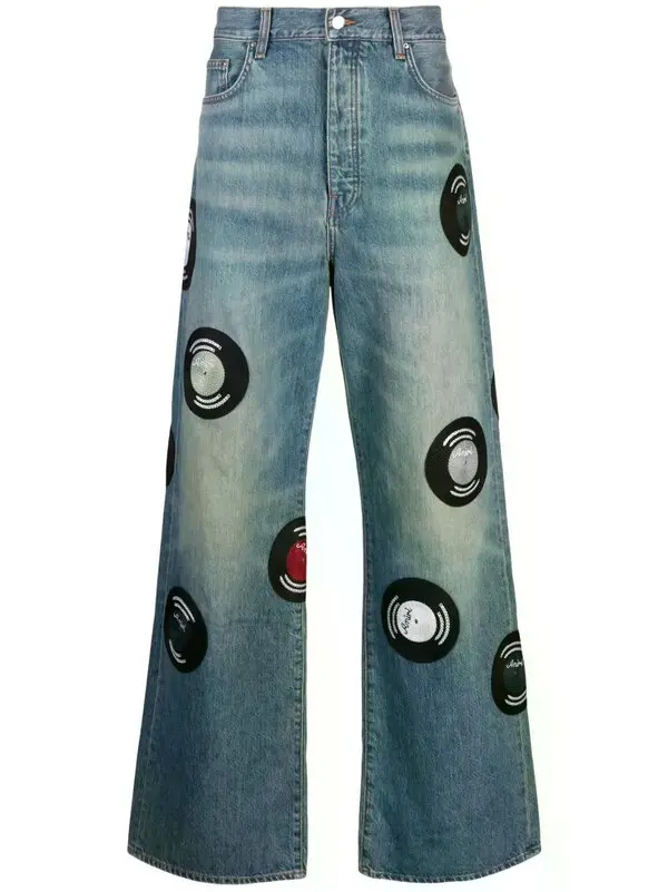Amiri Wide-leg Jeans With Patch Detail - Blue