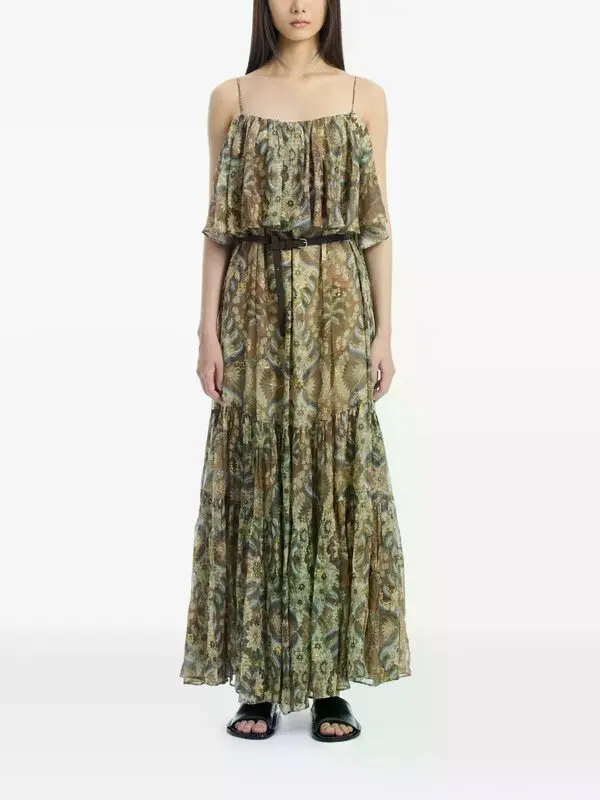 INTO THE EAST Paisley Print Tiered Maxi Dress - Brown