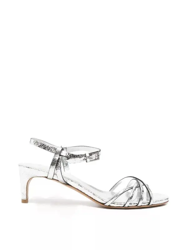 DEL CARLO Iride Crackled Effect Strappy Sandals - Silver