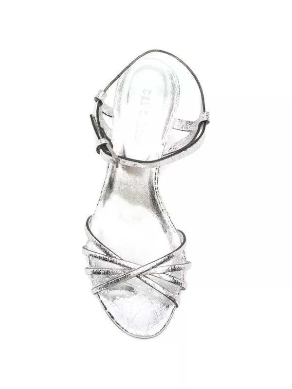 DEL CARLO Iride Crackled Effect Strappy Sandals - Silver