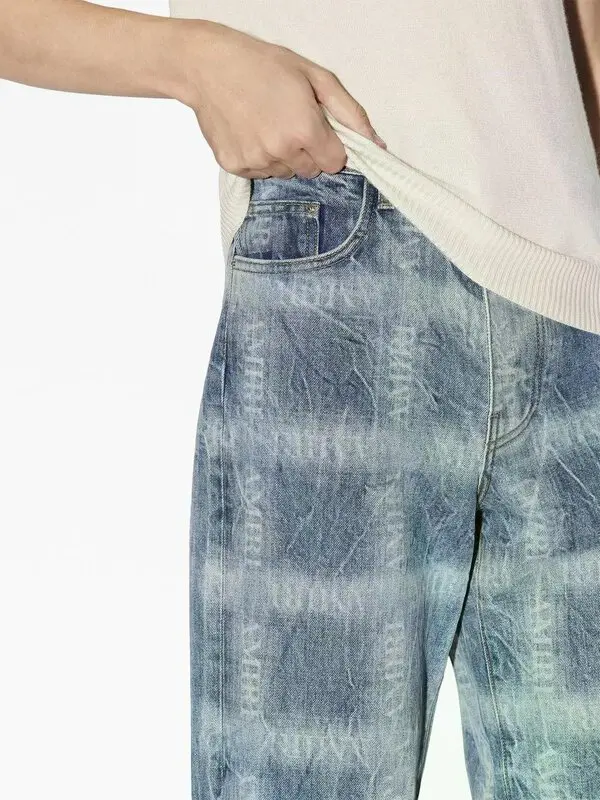 Amiri Plaid Check Wide Leg Jeans