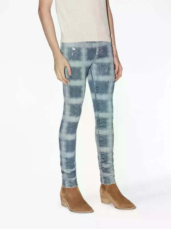 Amiri Logo Plaid Skinny Jeans
