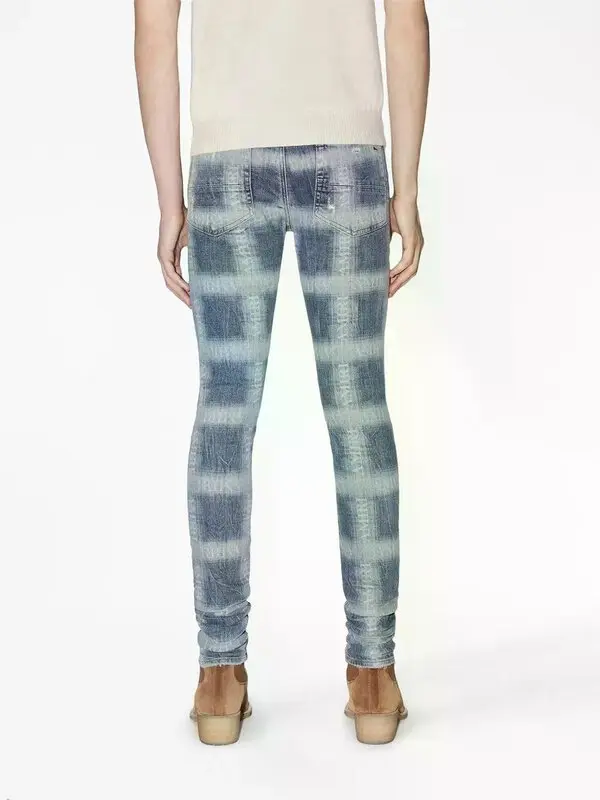 Amiri Logo Plaid Skinny Jeans