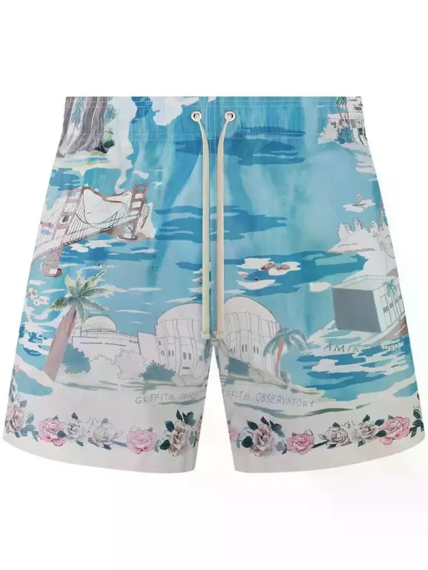 Amiri Graphic-print Swim Shorts - Blue