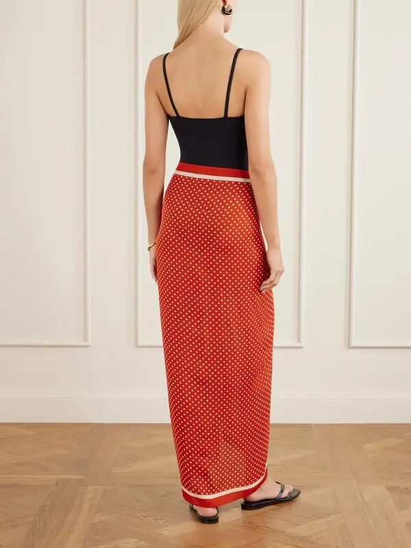 Matteau Polka Dot Silk Georgette Pareo - Red