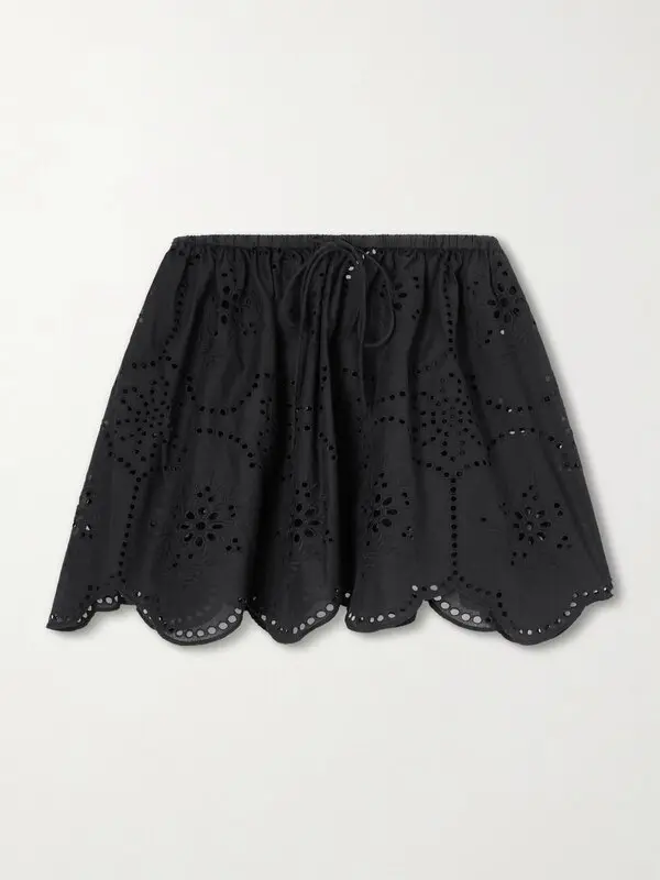 Matteau Scalloped Broderie Anglaise Cotton Mini Skirt - Black